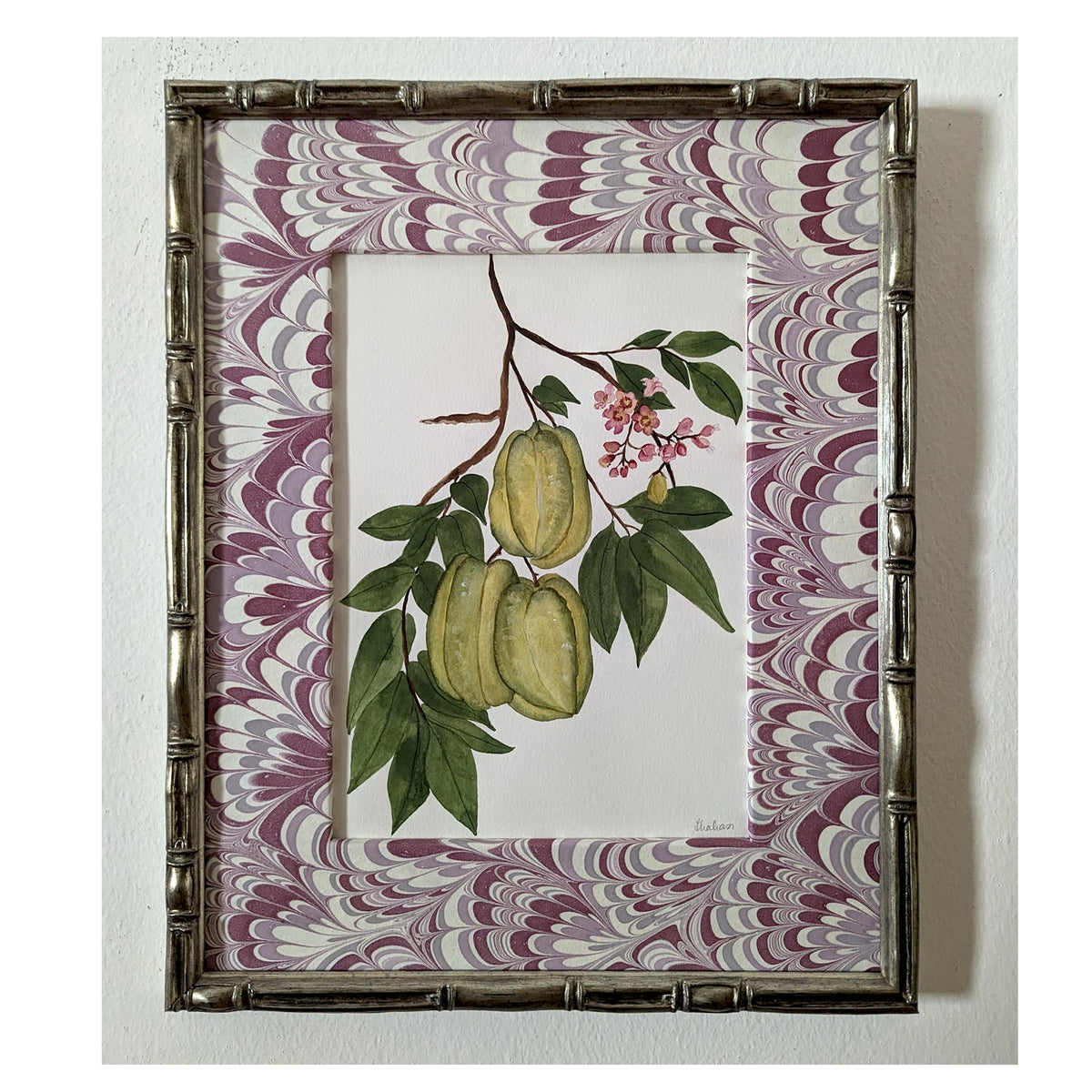 Starfruit - Marbled Paper Mount Original Painting – Fleur Kakasi Art